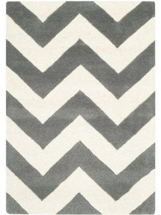 Safavieh Tapis Contemporain Pour Salon, Salle à manger, Chambre à coucher - Chatham Collection, Tapis à poil court, Gris foncé et Ivoire, 122 X 183 cm