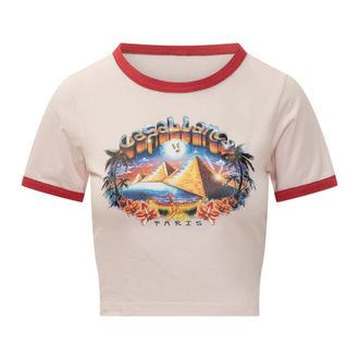 Casablanca Cropped Baby T-Shirt - - Tops - Damen - Rosa - M