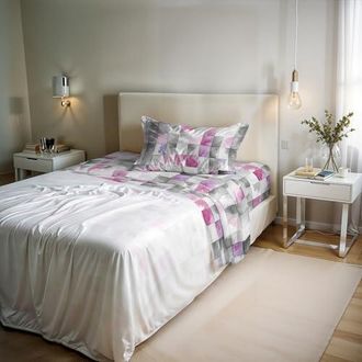 Italian Bed Linen Bettw&auml;scheset River f&uuml;r Einzelbett aus Baumwolle und recycelten Fasern, Design: ILI, gefertigt in Italien, Twin