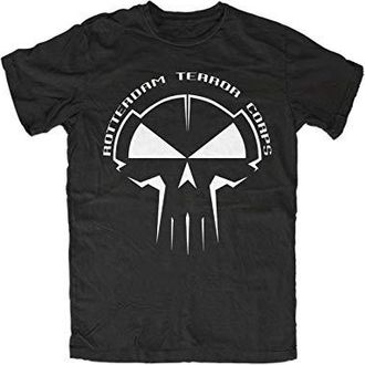 A&N Mens Rotterdam Terror Corps T-Shirt Schwarz Hardstyle Gabba Hardcore Techno Round Neck Short Sleeves Cotton T-Shirt