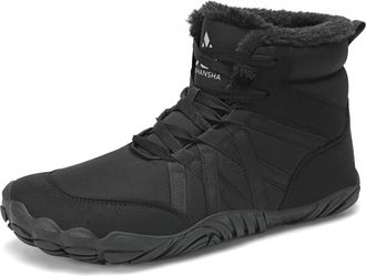 Mishansha Winter Barfußschuhe Herren Damen Warm Gefüttert Winterstiefel Bequem rutschfest Winterschuhe, Schwarz 38
