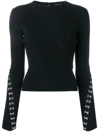 Alexander McQueen pull ajust&eacute; &agrave; attaches - Noir