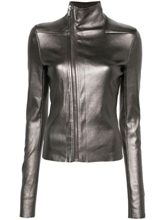 Rick Owens Gary Lederjacke - Silber