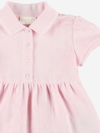 Gucci Girls Cotton Dress With Classic Collar Pink