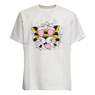 Kenzo Homme, Tops, Blanc, Taille: S T-Shirt Oversize Tigre Sauvage