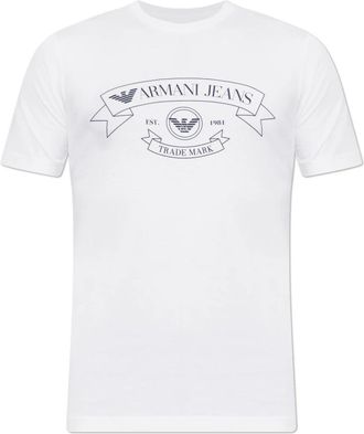 Emporio Armani Homme, Tops, Blanc, Taille: XL T-Shirt Imprim&eacute; en Jersey