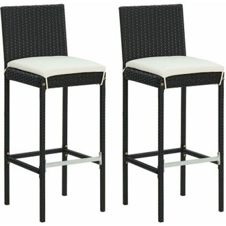 vidaXL Vidaxl - Tabourets de bar de jardin et coussins lot de 2 résine tressée