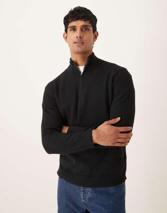 Abercrombie & Fitch Pullover in Schwarz mit kurzem Rei&szlig;verschluss