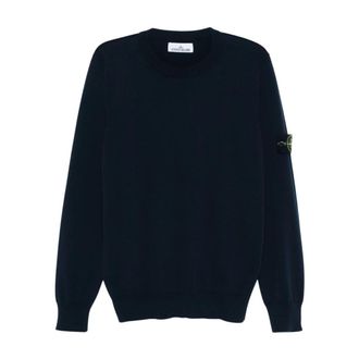 Stone Island Homme, Pulls, Bleu, Taille: L Pull ras du cou avec logo
