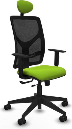 Piqueras y Crespo B&uuml;rostuhl mit 1D-Armlehnen, h&ouml;henverstellbarer Lendenwirbelst&uuml;tze und festem Kopfteil, ausgestattet mit Syncro/Traslack und Schneideschaum, Schwarz/Pi