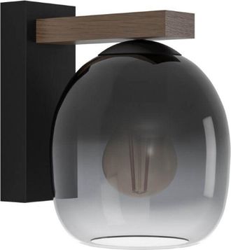 Eglo Lampe murale Filago Wood, acier marron, noir E27 1x40w L: 14,5 cm H: 20 cm Dimmable