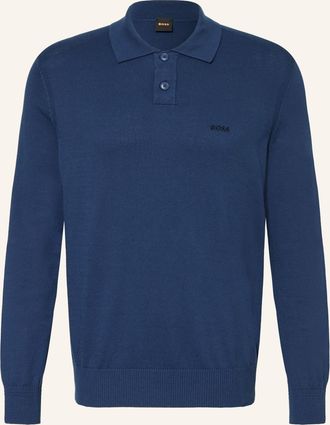 HUGO BOSS Strick-Poloshirt Asac blau