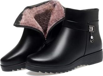 Generic Bottes orthop&eacute;diques en cuir synth&eacute;tique pour femme - Chaudes et imperm&eacute;ables - Antid&eacute;rapantes - Avec fermeture &eacute;clair lat&eacute;rale, Noir, 35.5 EU