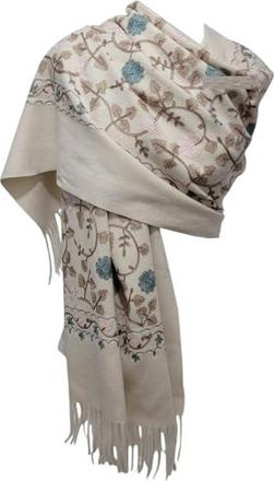 GFM Ch&acirc;le de style pashmina &agrave; texture cachemire brod&eacute; - Automne-Hiver - Saint-Valentin, f&ecirc;te des M&egrave;res, No&euml;l (EMBSHL-AA), 1 beige., L