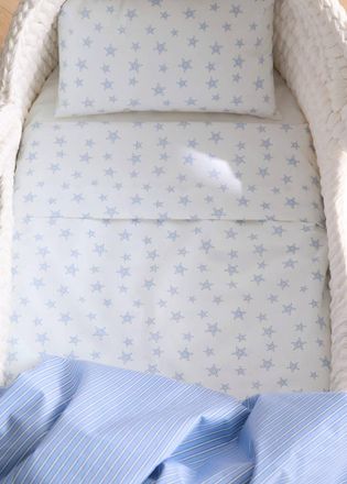Mango Ensemble drap-housse et oreiller mini berceau coton percale estrellitas bleu - Home - 75x100cm - MANGO HOME