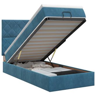 vidaXL Letto Ottomano Con Materasso Blu Scuro 90 X 200 Cm Velluto Vidaxl