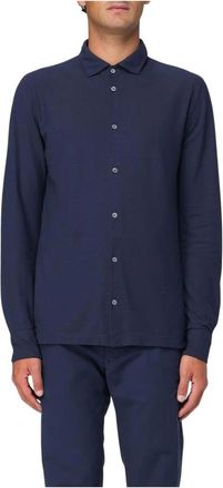Zanone Homme, Chemises, Bleu, Taille: 3XL Long Sleeve Knit Shirt