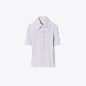 Tory Burch Damen Gerippter Polopullover aus Viskose
