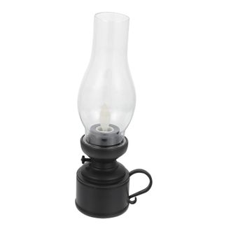 DOITOOL LED Retro Kerosinlampe Dekorative Petroleumlampe Innenräume Vintage Stil Warmes Licht Fotorequisite für Zuhause Kabellos Schwarz