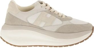 Hogan Low-Top Sneaker - Sculptural Suede And Leather Maxi I Active Sneaker - Gr. 35,5 (EU) - in Beige - f&uuml;r Damen