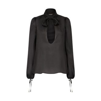 Roberto Cavalli Seidenbluse mit Schleifenausschnitt - - Blouses & Shirts - Damen - Schwarzk - L