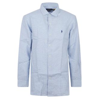 Polo Ralph Lauren Homme, Chemises, Bleu, Taille: XL Stretch Linen Woven Shirt
