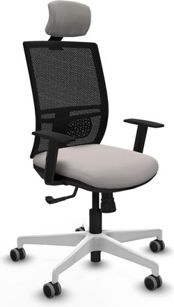 Piqueras y Crespo B&uuml;rostuhl, wei&szlig;, mit 1D-Armen, h&ouml;henverstellbare Lendenwirbelst&uuml;tze und h&ouml;henverstellbares Kopfteil, Schwarz/Wei&szlig;