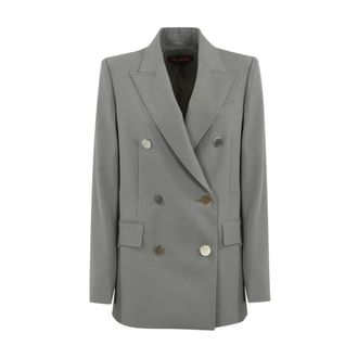 Max Mara Femme, Vestes, Gris, Taille: 42 FR Élégant Blazer à Double Boutonnage