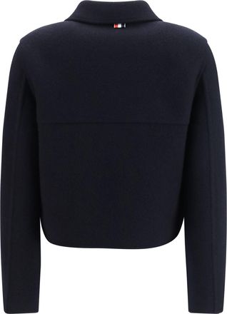 Thom Browne Cropped Virgin Wool Jacket - Navy