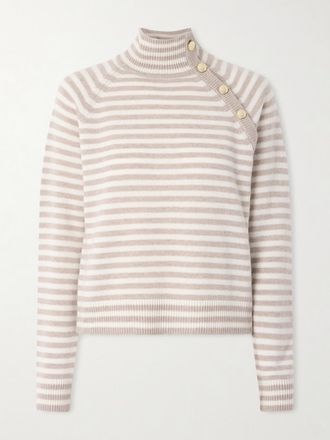 Max Mara Pull À Col Montant En Cachemire À Rayures - Ivoire