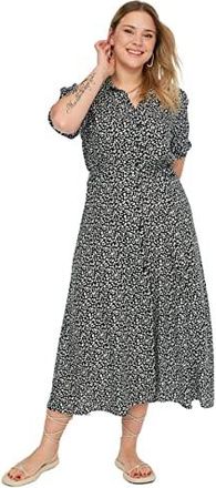 Trendyol Women Relaxed fit Woven Femmes Maxi Basic Robe décontractée tissée Plus Size Dress, Very Colorful, 48