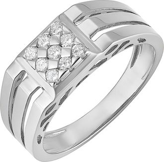 Edenly Ring Dämmerschein - Siegelring mit Pavé und Ausschnitten - 18 Karat Weißgold und Diamanten