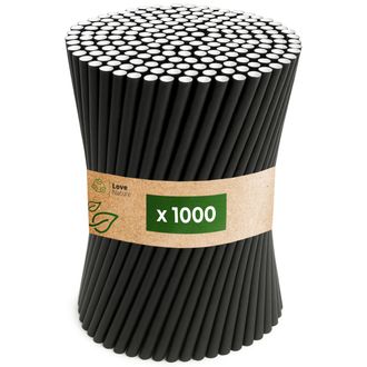 Love Nature Strohhalme Papier - Papierstrohhalme 1000 Stück - Trinkhalme Papier Recycling - Schwarz - Paper Straws - Strohhalm Einweg