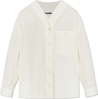 Jil Sander Femme, Blouses et Chemises, Beige, Taille: 38 FR Chemise &agrave; col en V