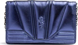 Ferrari Femme, Sacs, Bleu, Taille: ONE Size Sac en cuir bleu GT avec cha&icirc;ne