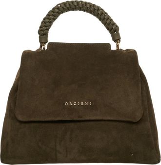Orciani Femme, Sacs, Vert, Taille: ONE Size Sac à Main en Daim Vert avec Poignée Tressée
