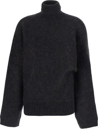 Ganni Femme, Pulls, Noir, Taille: 40 FR Col roul en mohair bross&eacute;