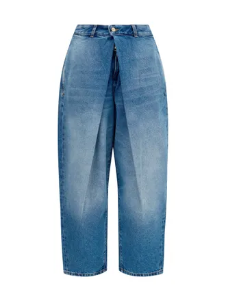 Balmain Womens Barrel Denim Jeans Blue Cotton