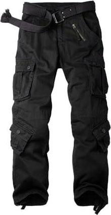 OCHENTA Pantalon cargo décontracté en coton lavé Pour homme - Noir - Small