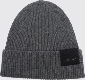 Tom Ford Bonnet en 100% cachemire c&ocirc;tel&eacute; avec revers et logo appliqu&eacute;