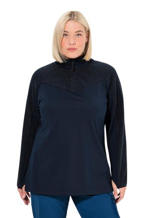 Ulla Popken Damen große Größen Übergrößen Plus Size Sweatshirt, Stretch, Teddyfleece, Troyerkragen, Langarm