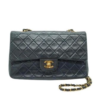Chanel Sac &agrave; bandouli&egrave;re Pre-owned Double Flap Matelass&eacute; 25 en cuir dagneau - Femme - Pre-owned - Bleu - Taille: ONE Size