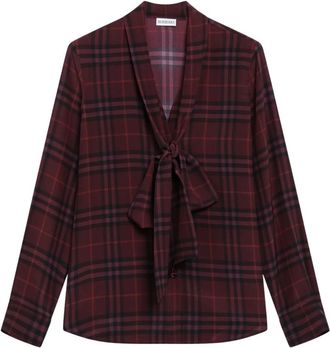 Burberry Chemise Rhiannon &agrave; carreaux - Femme - Blouses et Chemises - Violet - Taille: 36 FR