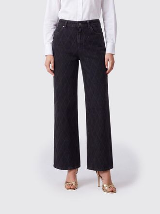Balmain Jean large taille moyenne en denim &agrave; motif losanges