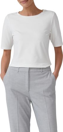 s.Oliver T-Shirt aus Baumwollmix mit Satindetail am Ausschnitt