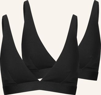 erlich textil Erlich Textil 2er Pack Casual Cotton B&uuml;gelloser Plunge Bh Mittlerer Halt Aus Bio-Baumwolle - Verstellbare Tr&auml;ger schwarz