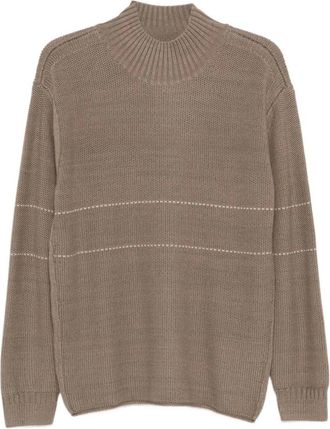 Emporio Armani Homme, Pulls, Beige, Taille: XL Pull en maille ray&eacute; &agrave; col montant