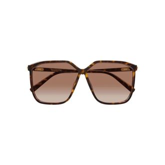 Valentino Rechteckige Acetat-Brille - - Accessories - Damen - Braun - 59 MM