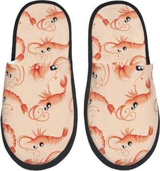 Generic Pantoufles En Coton Motif De Crevettes Amusant Lavables Slippers L&eacute;gers Chausson Hotel Pour Automne Int&eacute;rieur Femmes M