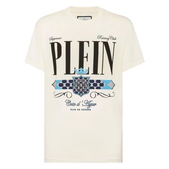 Philipp Plein Homme, Tops, Beige, Taille: 4XL T-shirt Col Rond SS Stemma